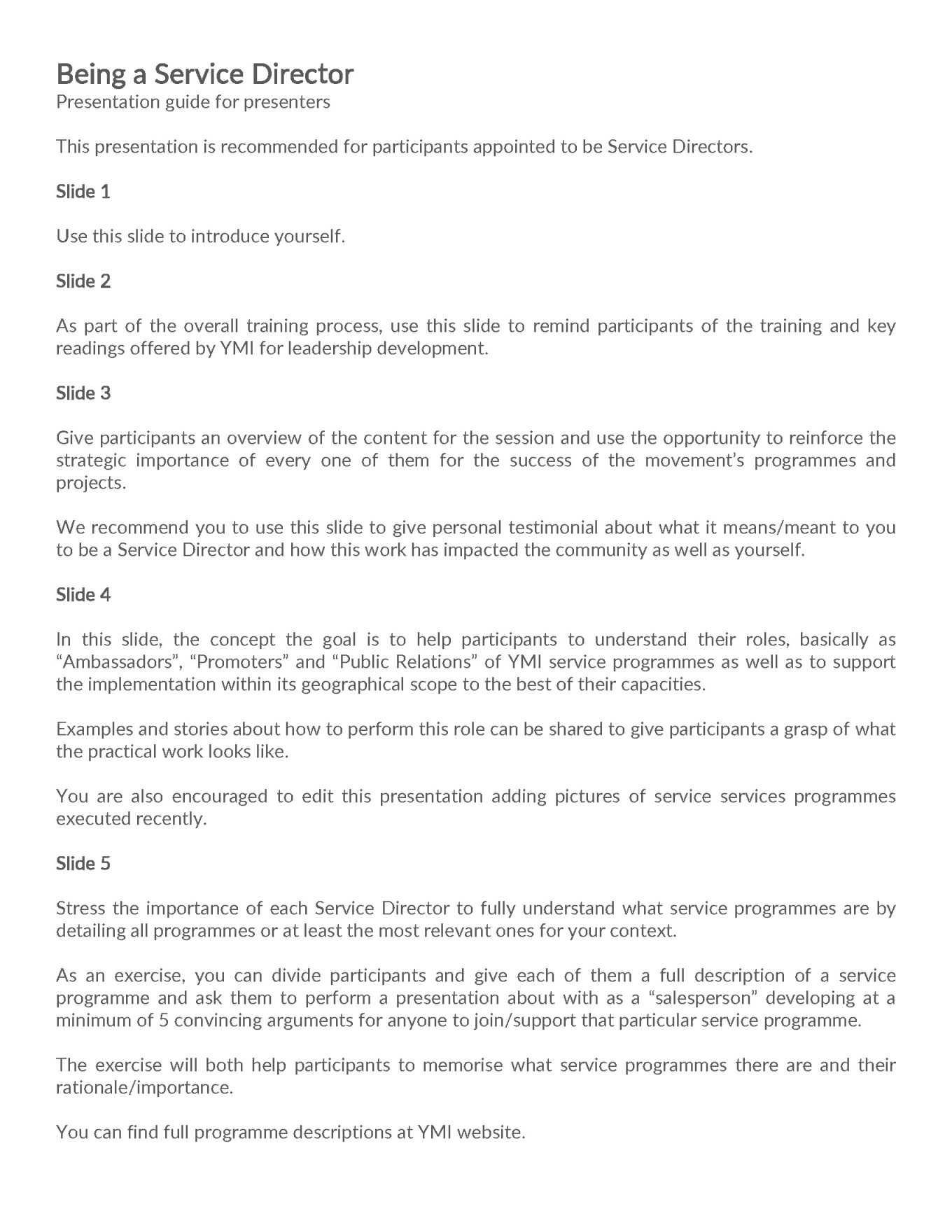 Service Director | Y's Men International