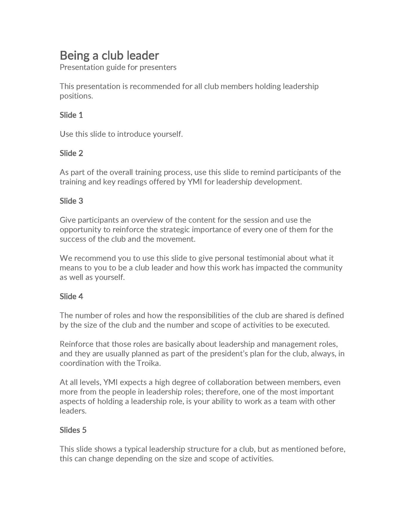 Club President | Y's Men International